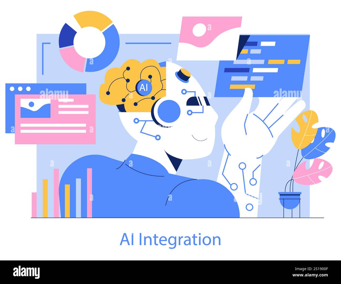 AI Integration concept. An illustration showcasing the fusion of ...