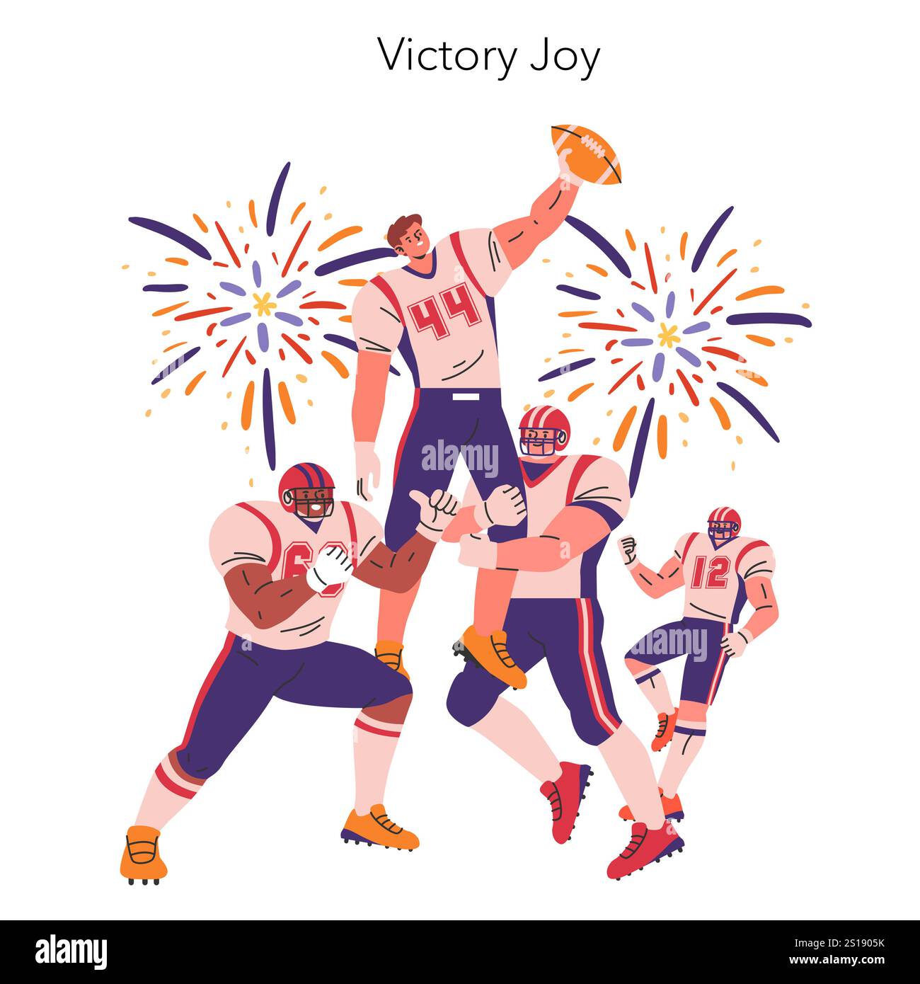 Super Bowl celebration concept. Animated football players in action ...