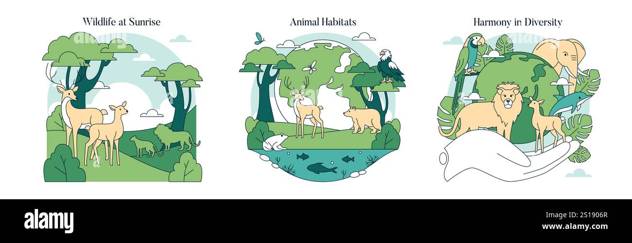 Wildlife Protection Day illustration. This artwork emphasizes the need ...