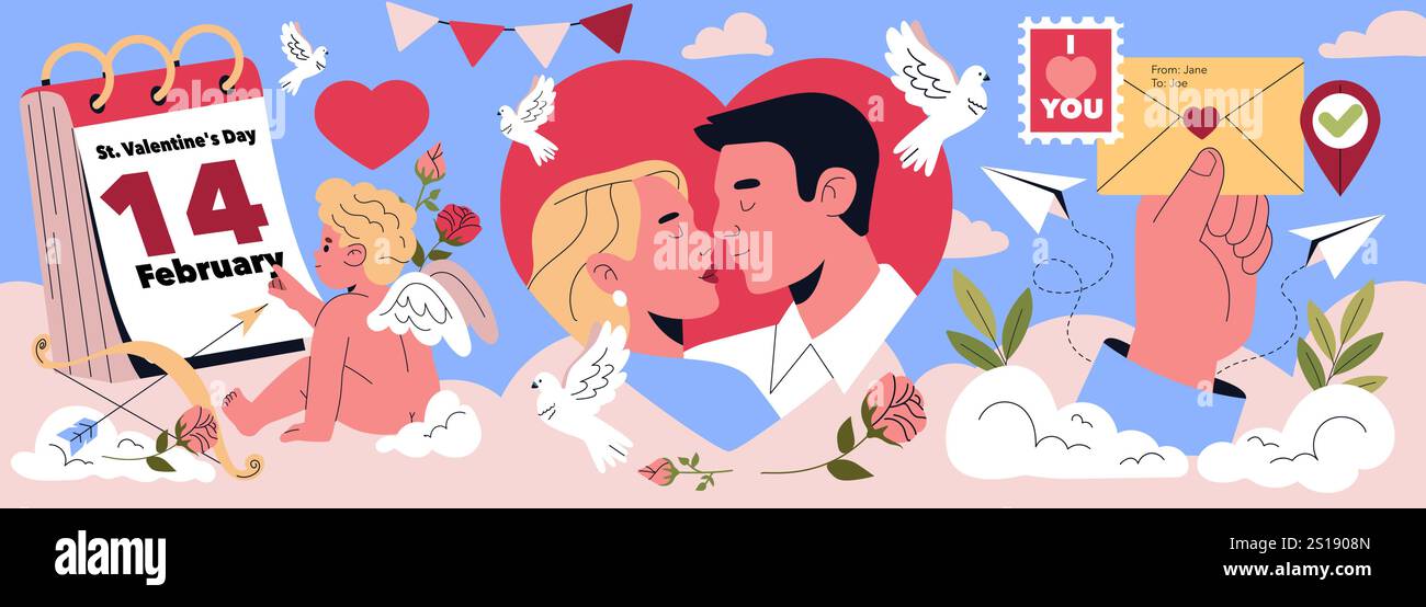 Valentine's Day illustration. Celebrating love and affection on ...