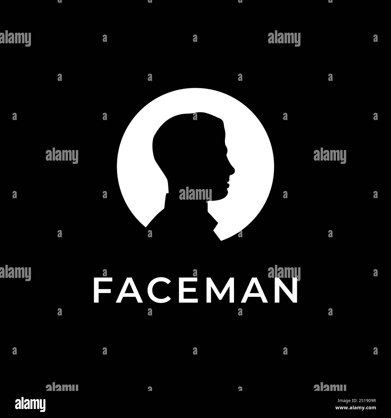 Male head logo. Circle symbol isolated Face profile view. Silhouette of ...