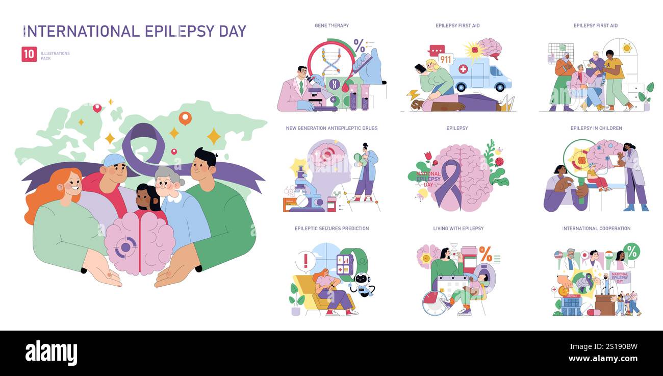 International Epilepsy Day illustration set. A unifying representation ...