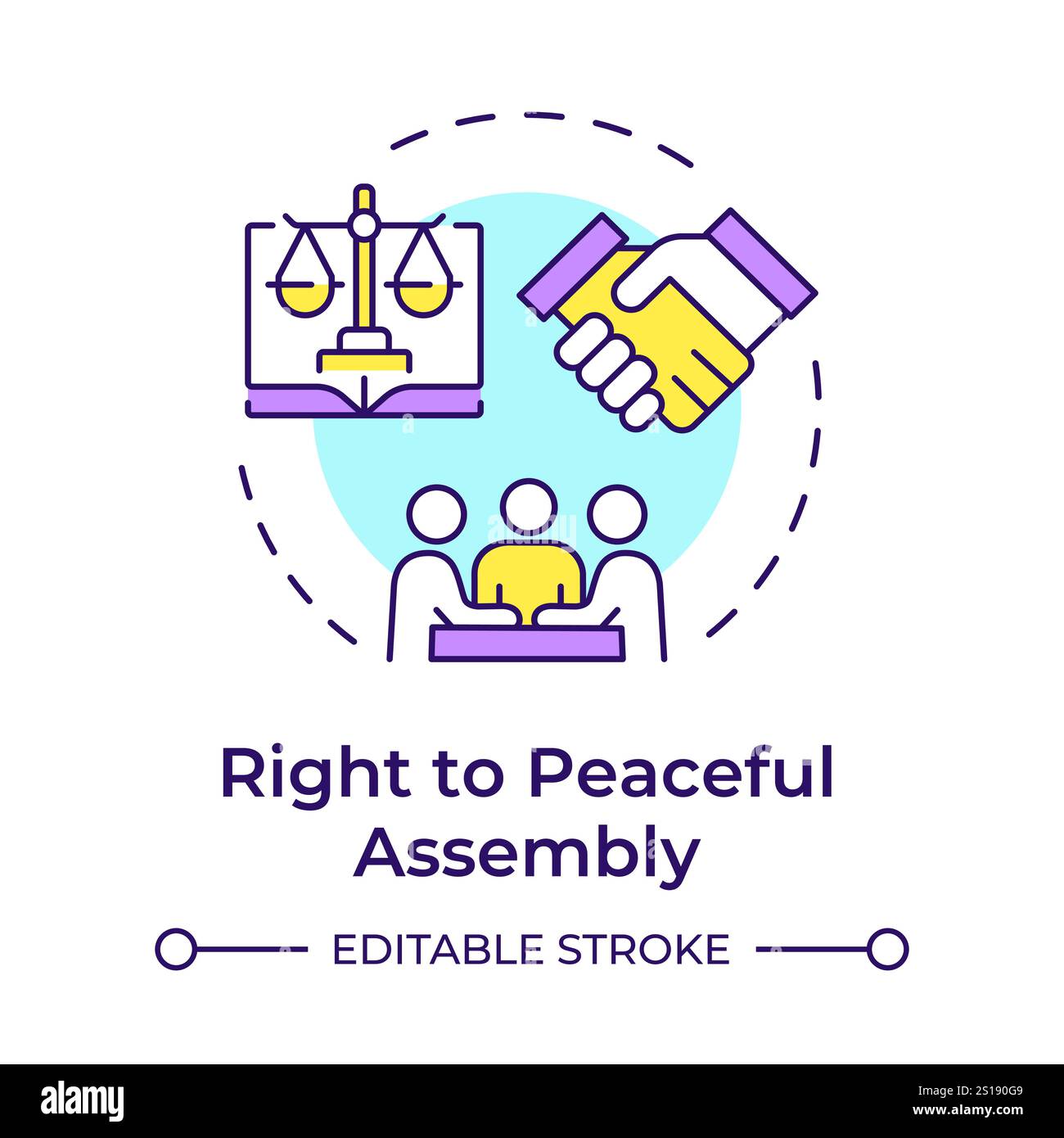 Peaceful assembly right multi color concept icon Stock Vector Image ...