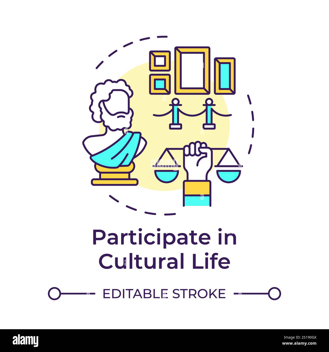 Cultural life participation multi color concept icon Stock Vector Image ...