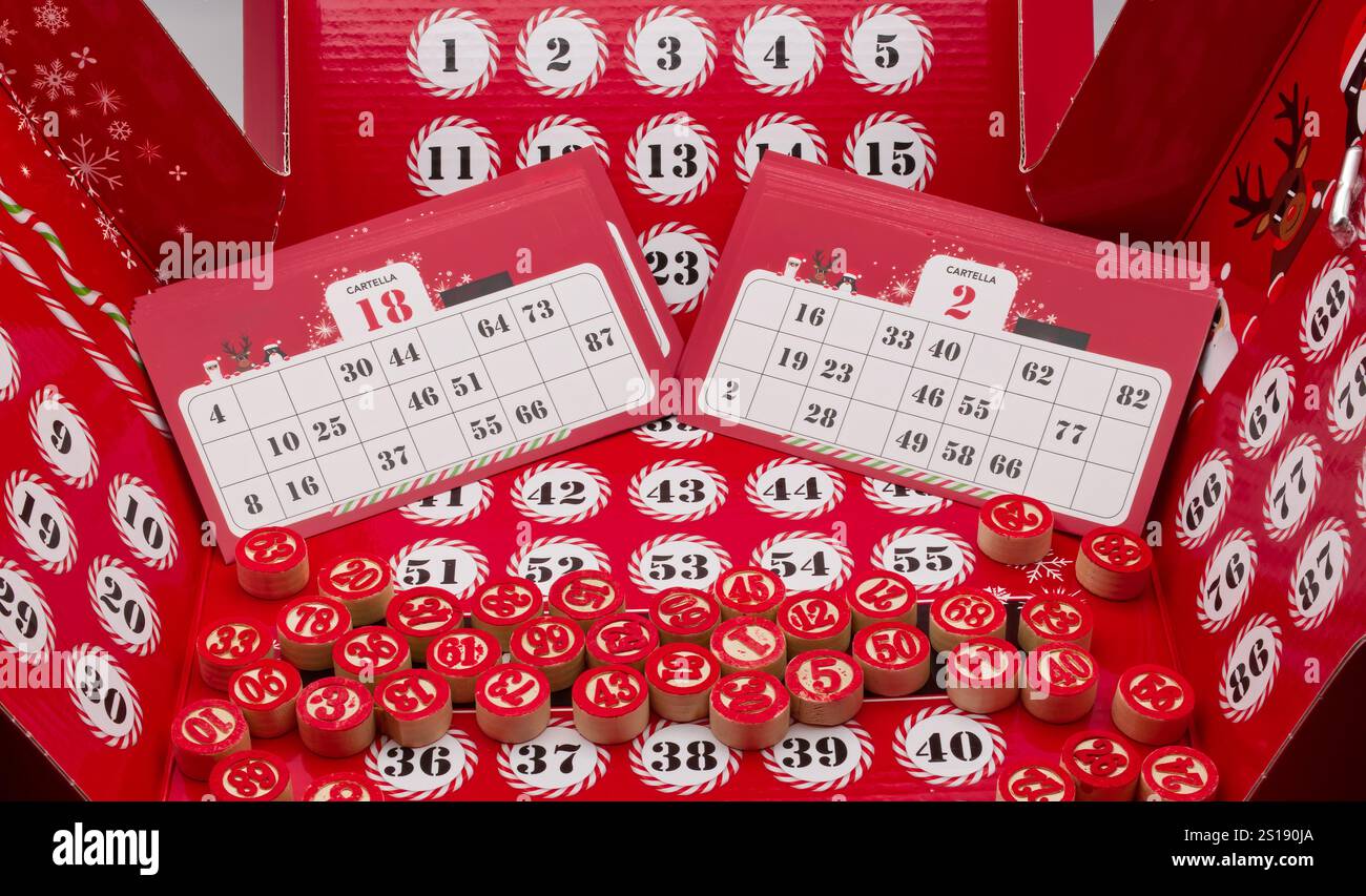 Italian Tombola. Christmas Bingo Game Kit with numbers and cards Stock ...