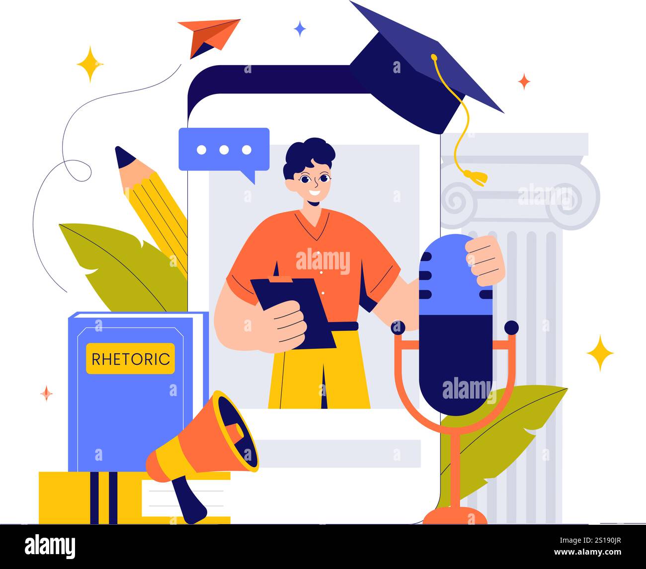 Rhetoric or Elocution School Class Illustration Featuring Hand Gestures ...