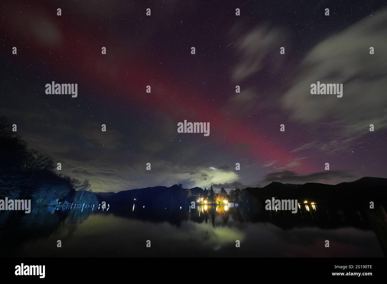 A subauroral red (SAR) arc over Derwentwater, near Keswick in Cumbria ...