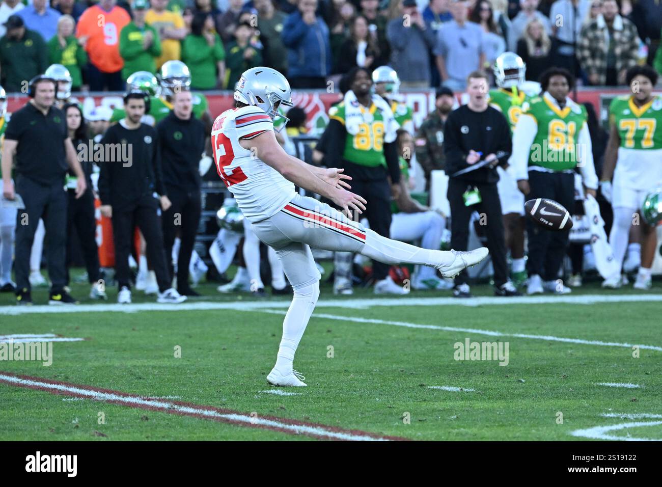 PASADENA, CA - JANUARY 01: Punter Joe McGuire #42 of the Ohio State ...