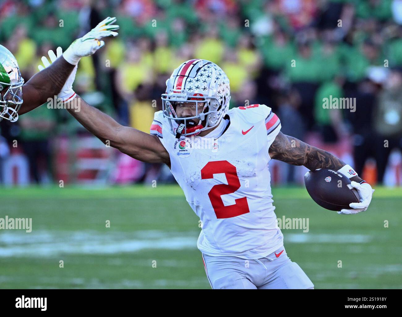 PASADENA, CA - JANUARY 01: Wide Receiver Emeka Egbuka #2 of the Ohio ...