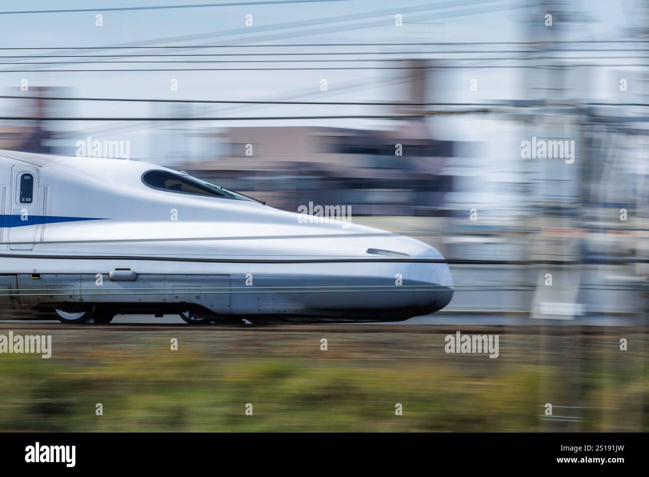 The duck-bill nose of Japan's Nozomi Shinkansen is captured in motion ...