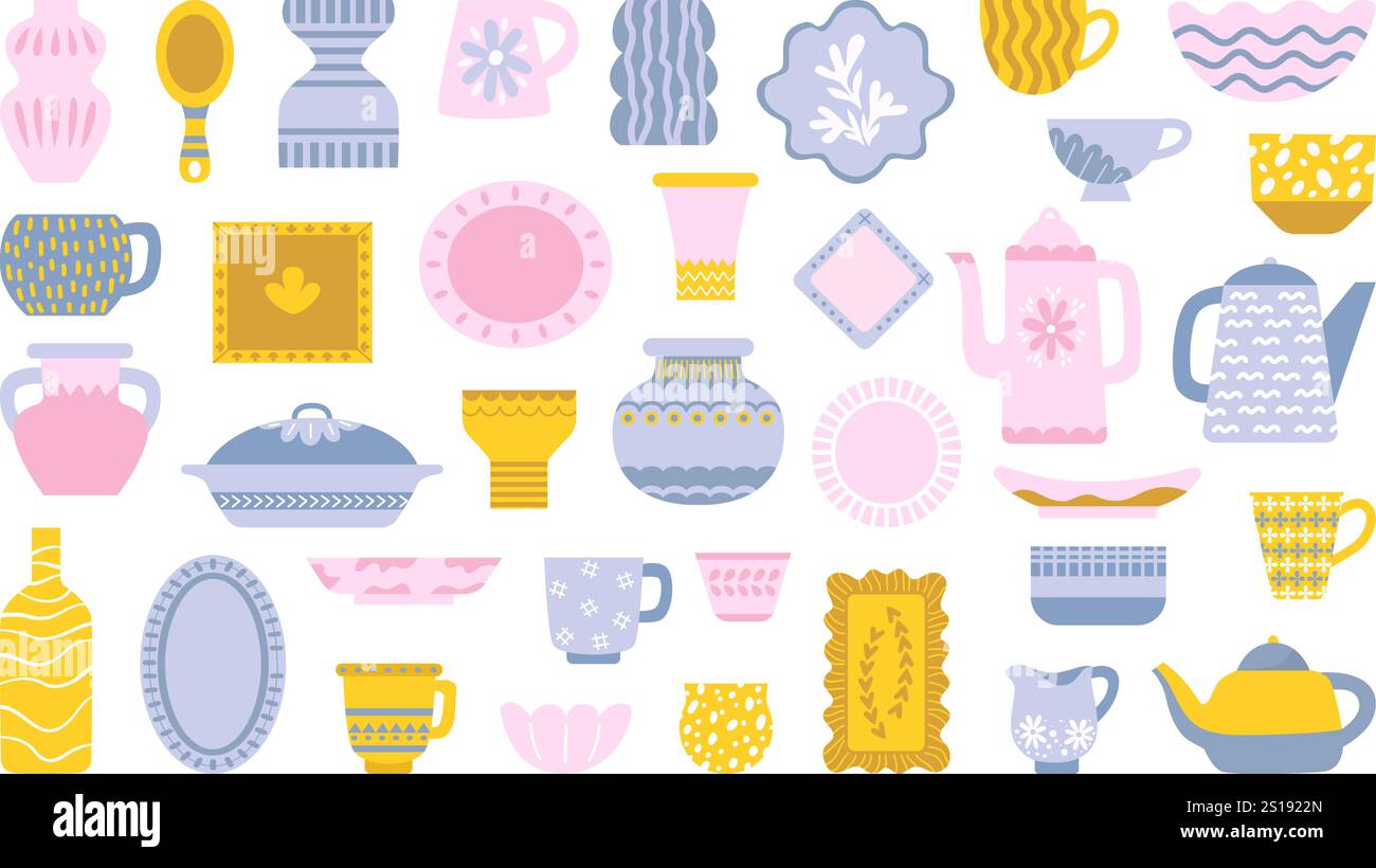 Modern ceramic plates in Stock Vector Images - Alamy