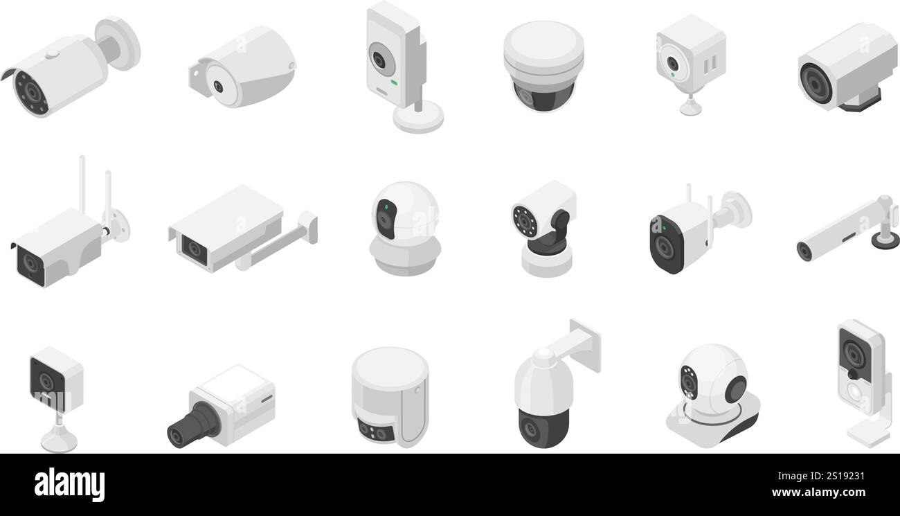 Isometric security systems. Cctv cameras for face recognition, indoor ...