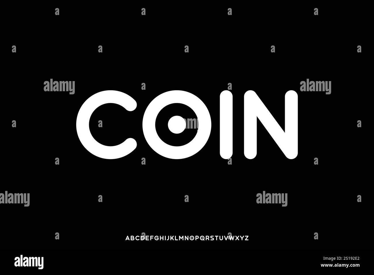 Modern rounded sans serif alphabet display font vector. Coin typeface ...