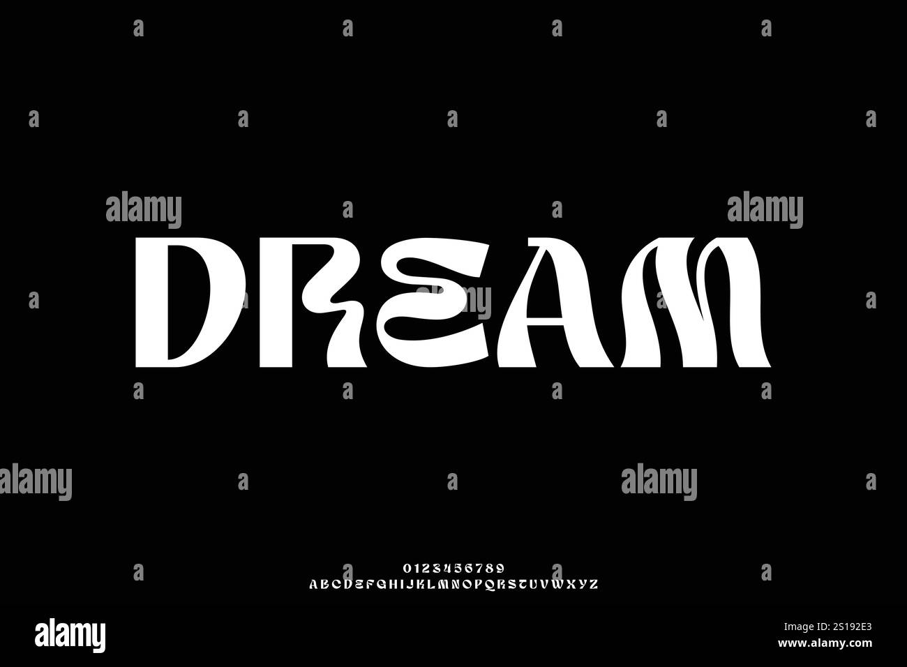 Creative decorative flowing sans serif alphabet display font vector ...