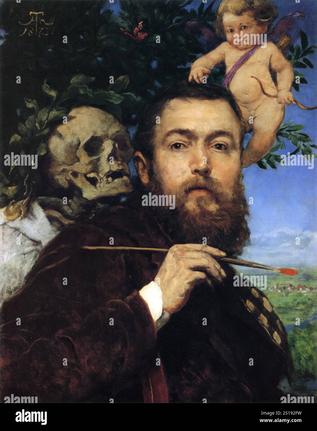 Hans Thoma - Self Portrait - Love and Death - 1875 Stock Photo - Alamy