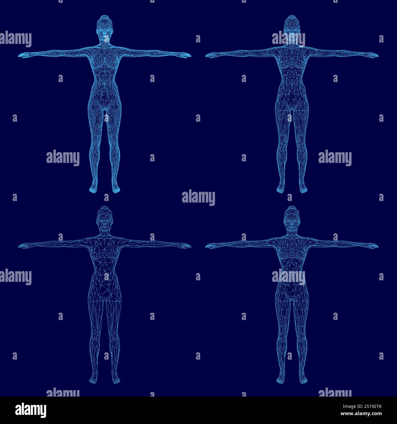 Four women are standing in a row, each with their arms outstretched ...