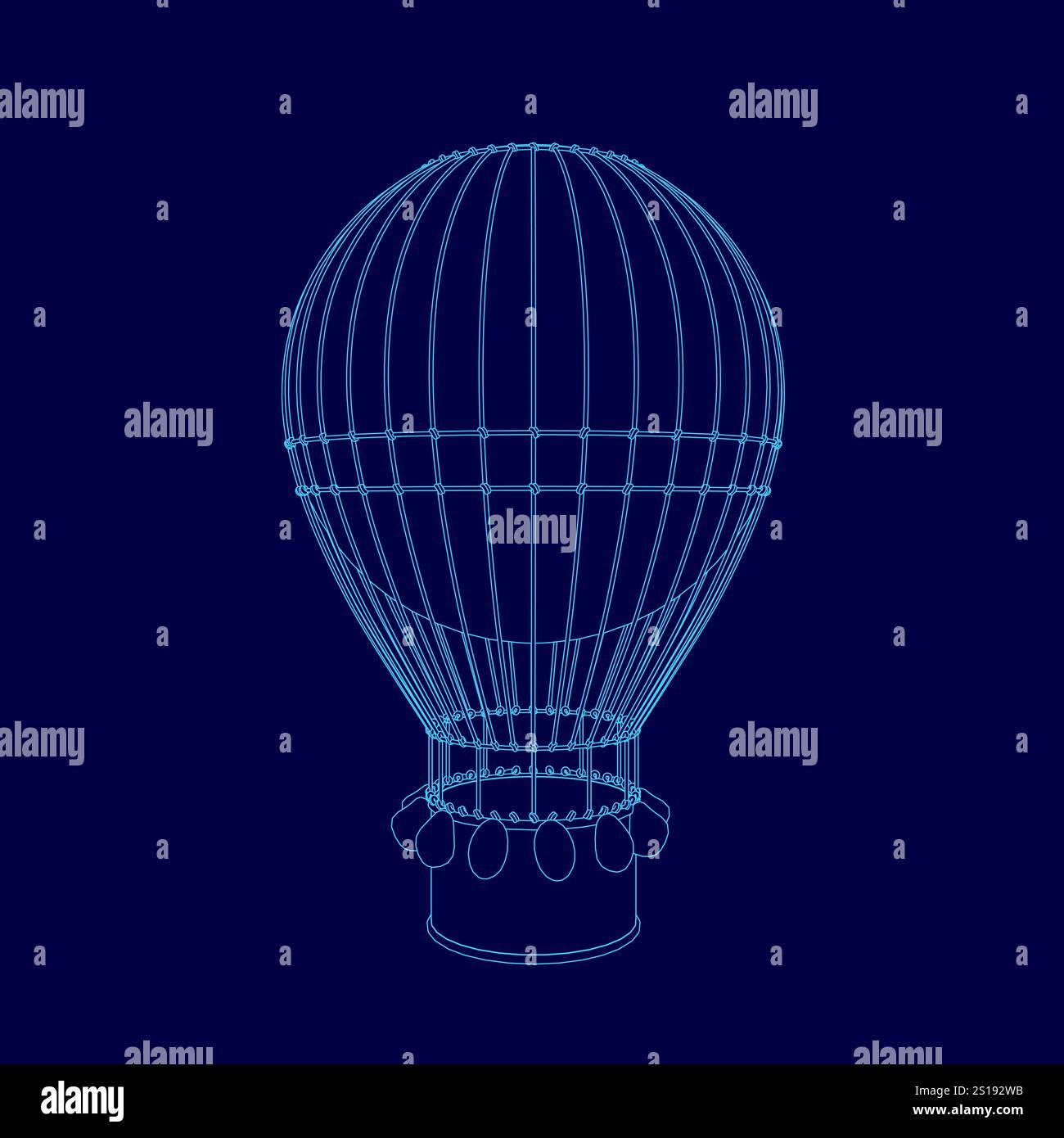Blue computer generated image of a hot air balloon. The balloon is in ...