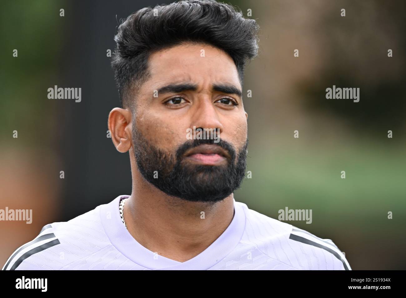 India's Mohammed Siraj looks on during a practice session at the Sydney ...