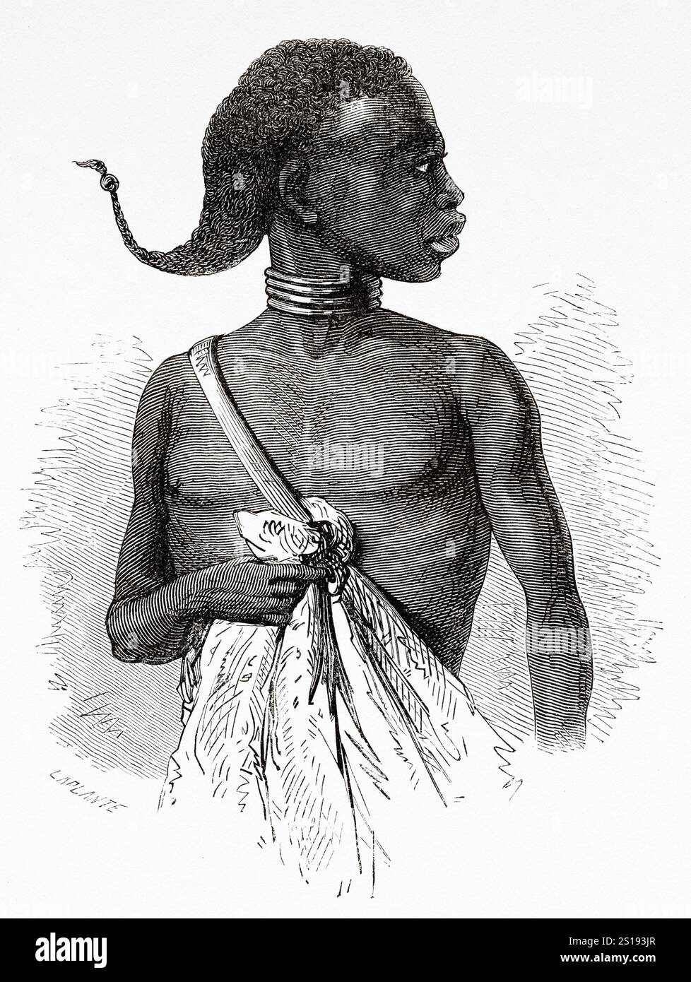 Obbo tribe royal prince, Uganda. East Africa. Drawing by Alphonse de ...