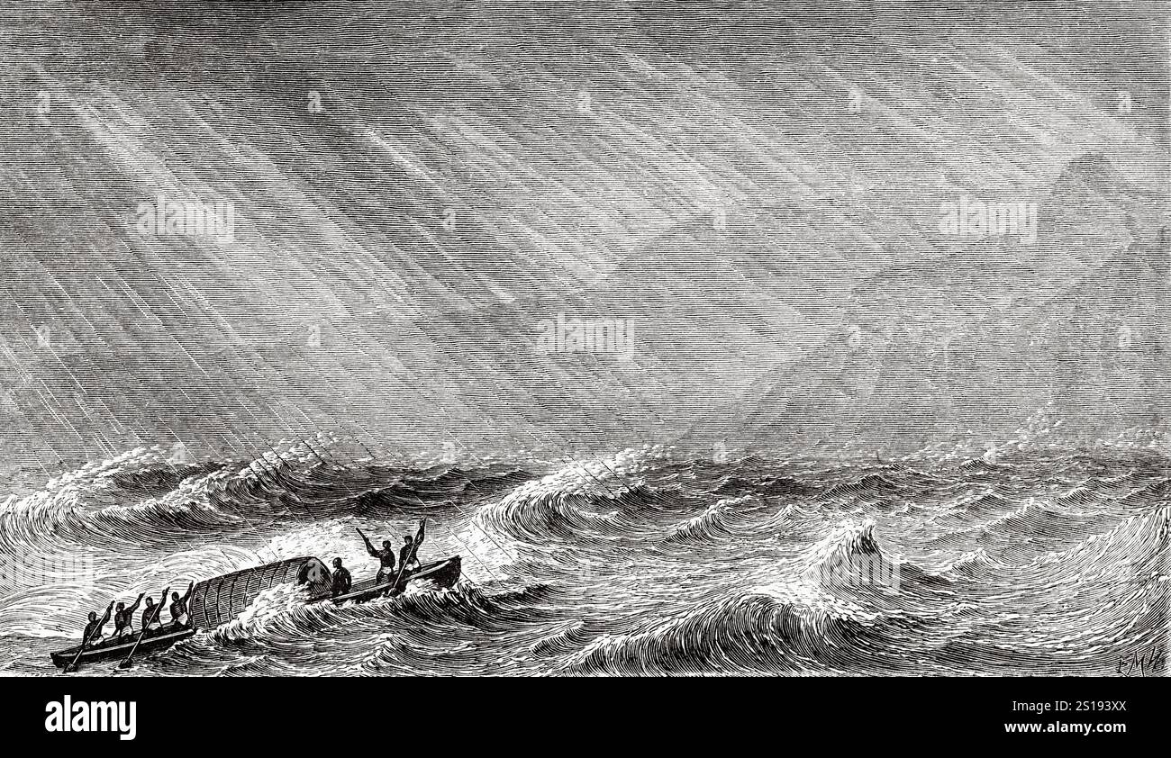 Storm on Lake Albert, Uganda. East Africa. Journey to Lake Albert, 1861 ...
