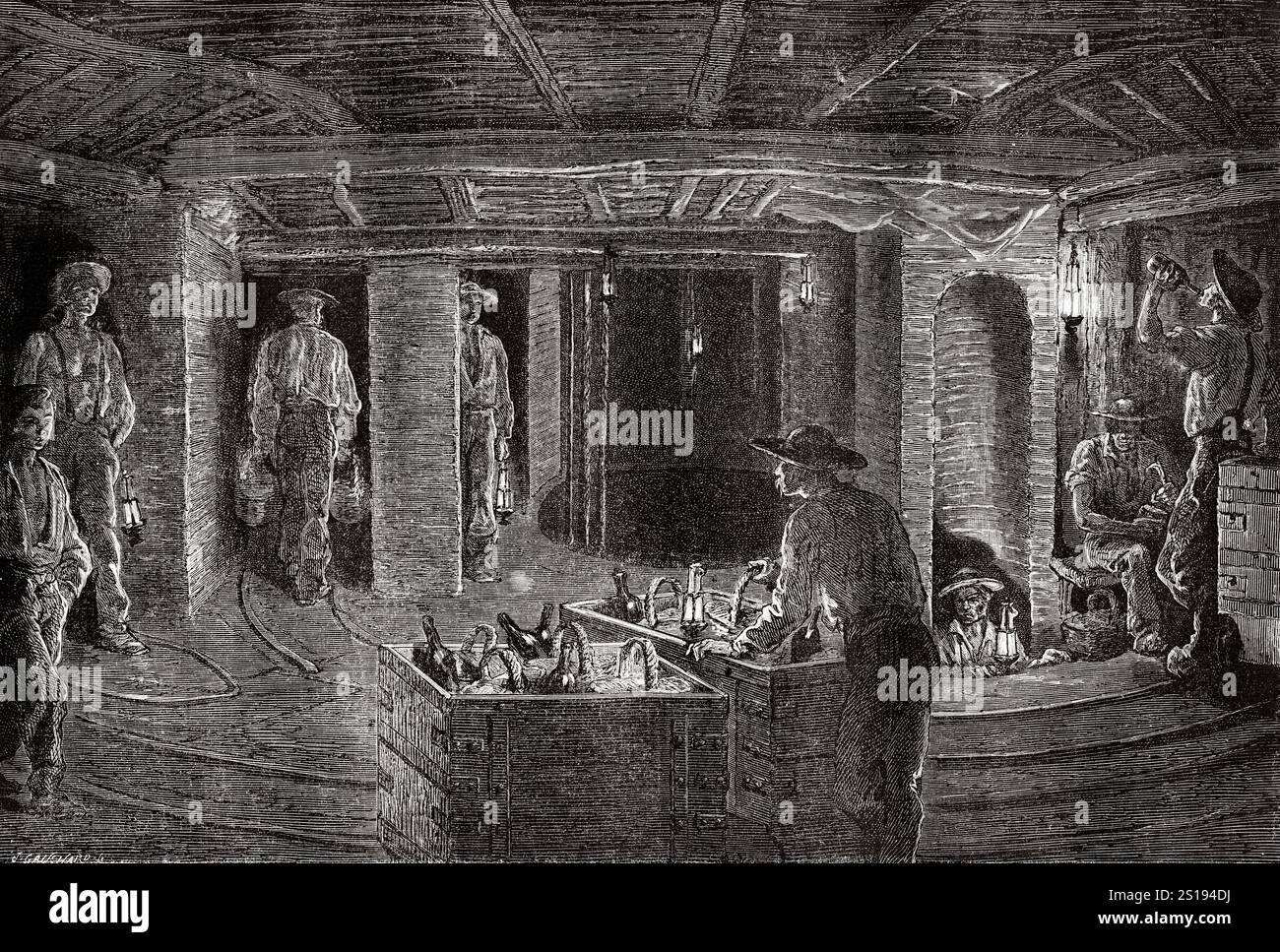 Lunch of the miners inside the mine, Le Creusot, France. Europe ...