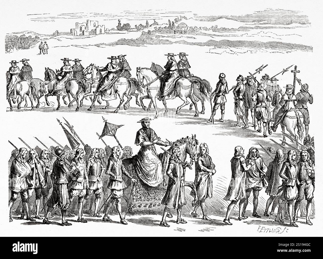 Group of the ancient Lateran procession, Vatican. Rome. Italy, drawing ...