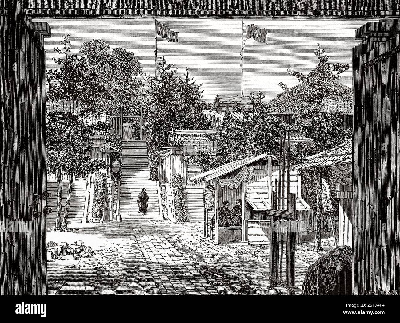 Entrance to the Zojoji temple, headquarters of the Dutch legation and ...