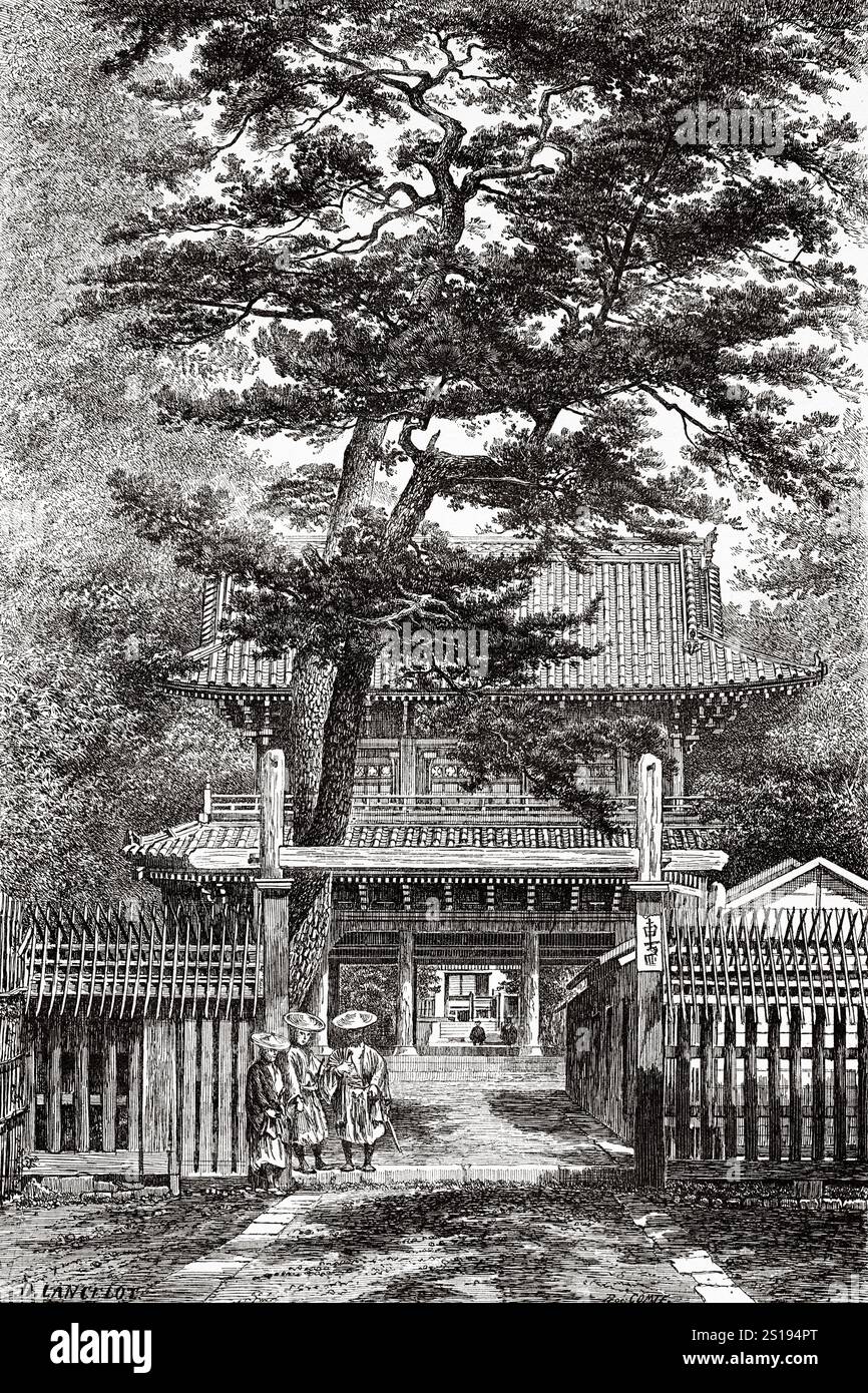 Tosen ji, British legation seat in Tokyo. Japan. Drawing by Lancelot ...