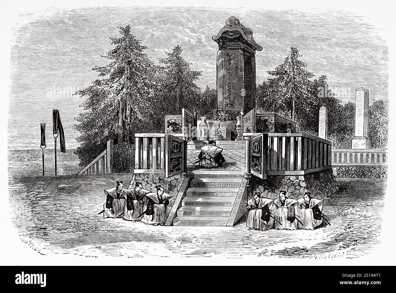 A Taikoun officer making his annual visit to his family’s tombs, Tokyo ...