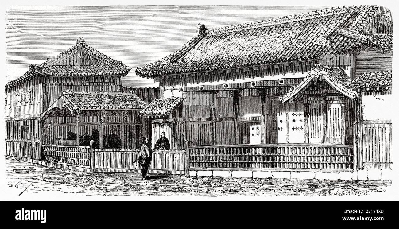 Satsuma Palace, Japan. Drawing by Emile Therond (182-1883) Travel to ...
