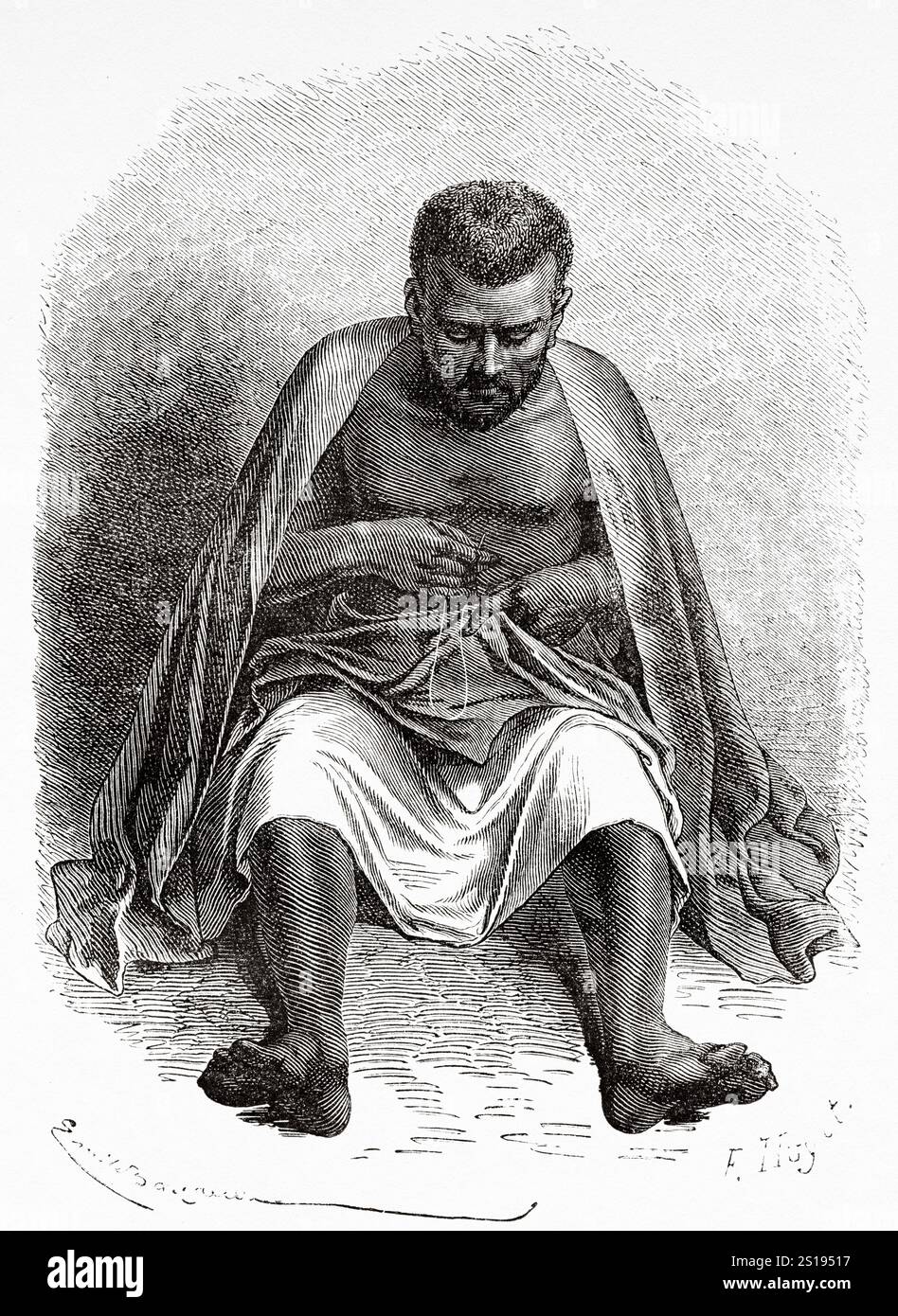 Abyssinian tailor, Ethiopia. East Africa, drawing by Emile Bayard (1837 ...