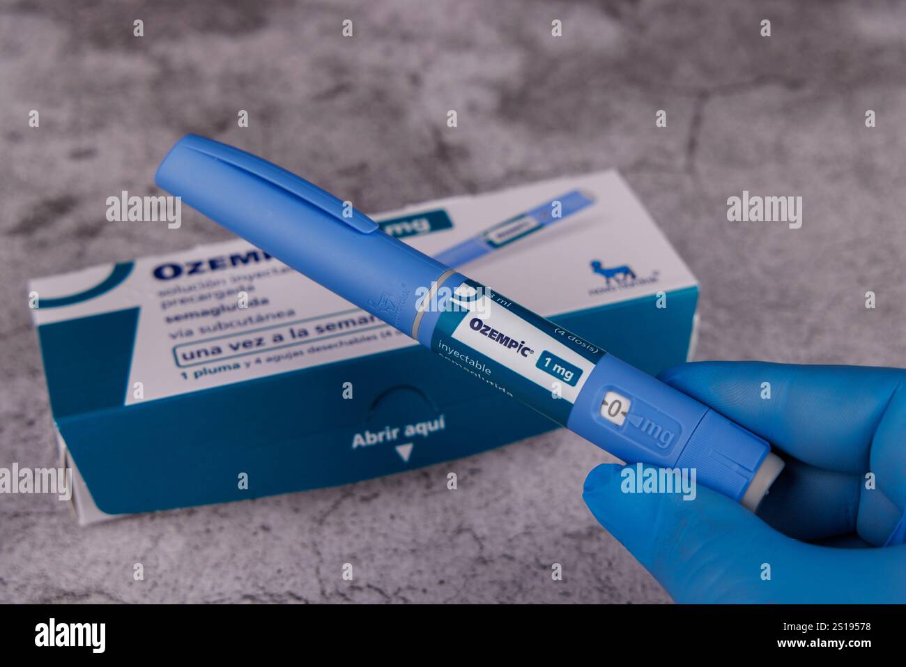 Close-Up of Hand with Ozempic 1 mg Pen in Barcelona, Spain, Displaying ...