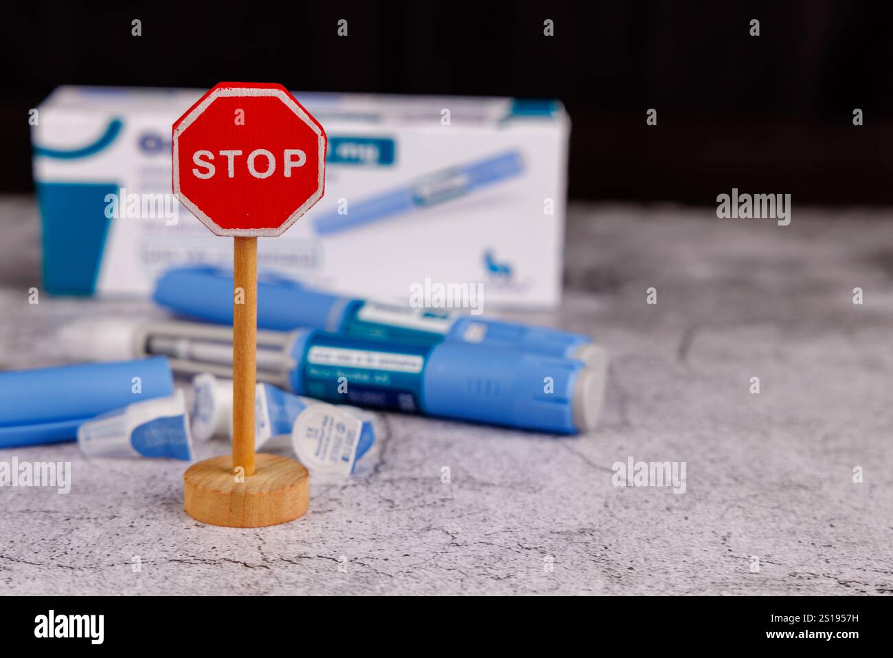 Display of Wooden Stop Sign with Ozempic 1 ml and Semaglutide ...
