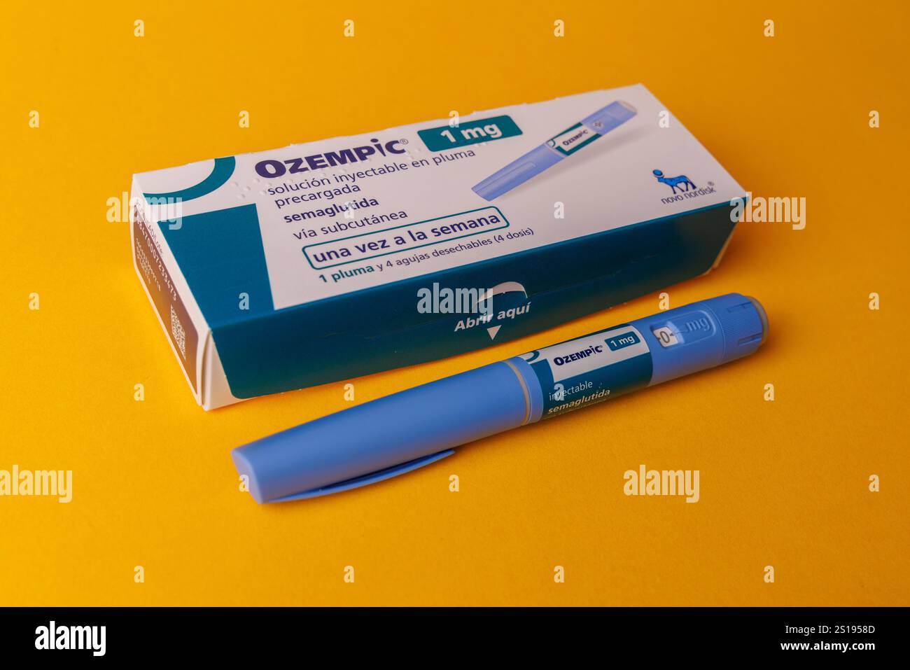 Ozempic 1 ml Medication Box Displayed on Yellow Background in Barcelona ...