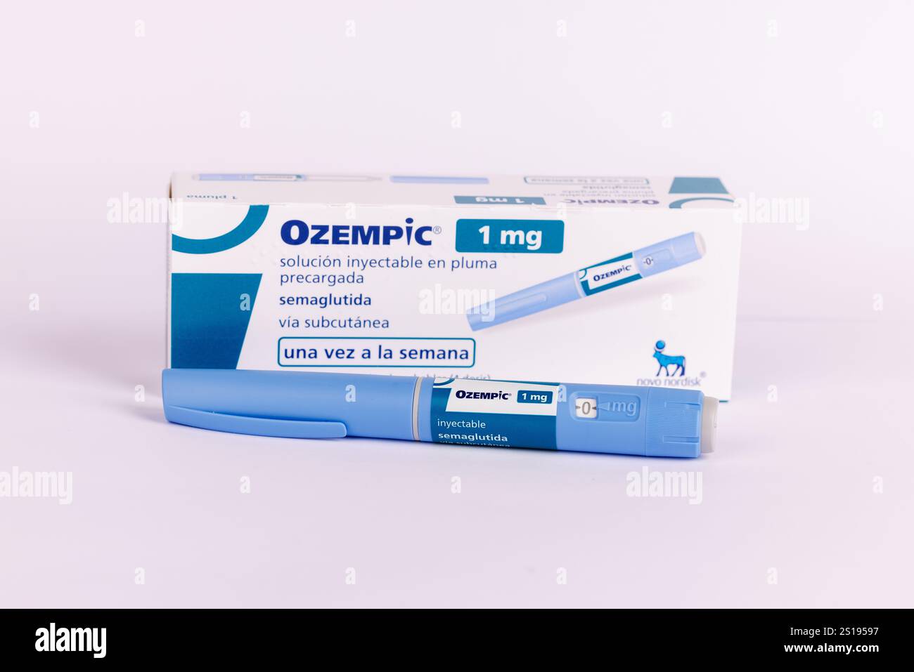 Display of Ozempic 1 ml Medication Box and Injection Pens on Bright ...