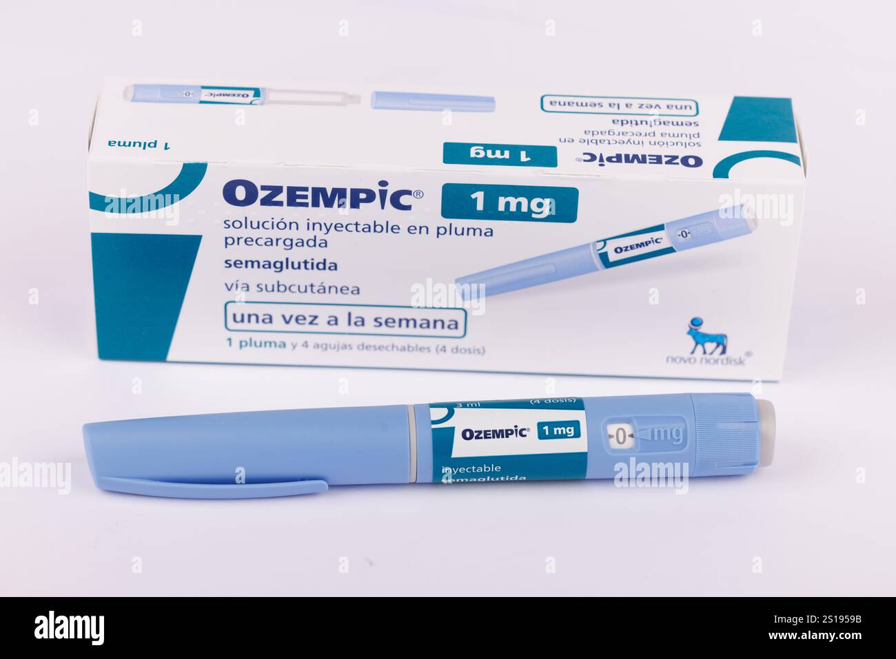 Presentation of Ozempic 1 ml Medication Box and Injection Pens on White ...