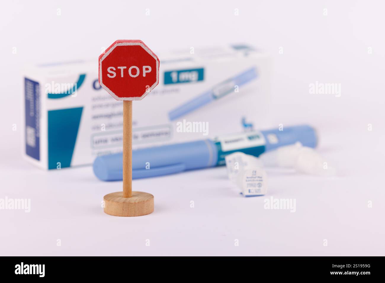 Display of Toy Stop Sign with Ozempic 1 ml Medication Box and Injection ...