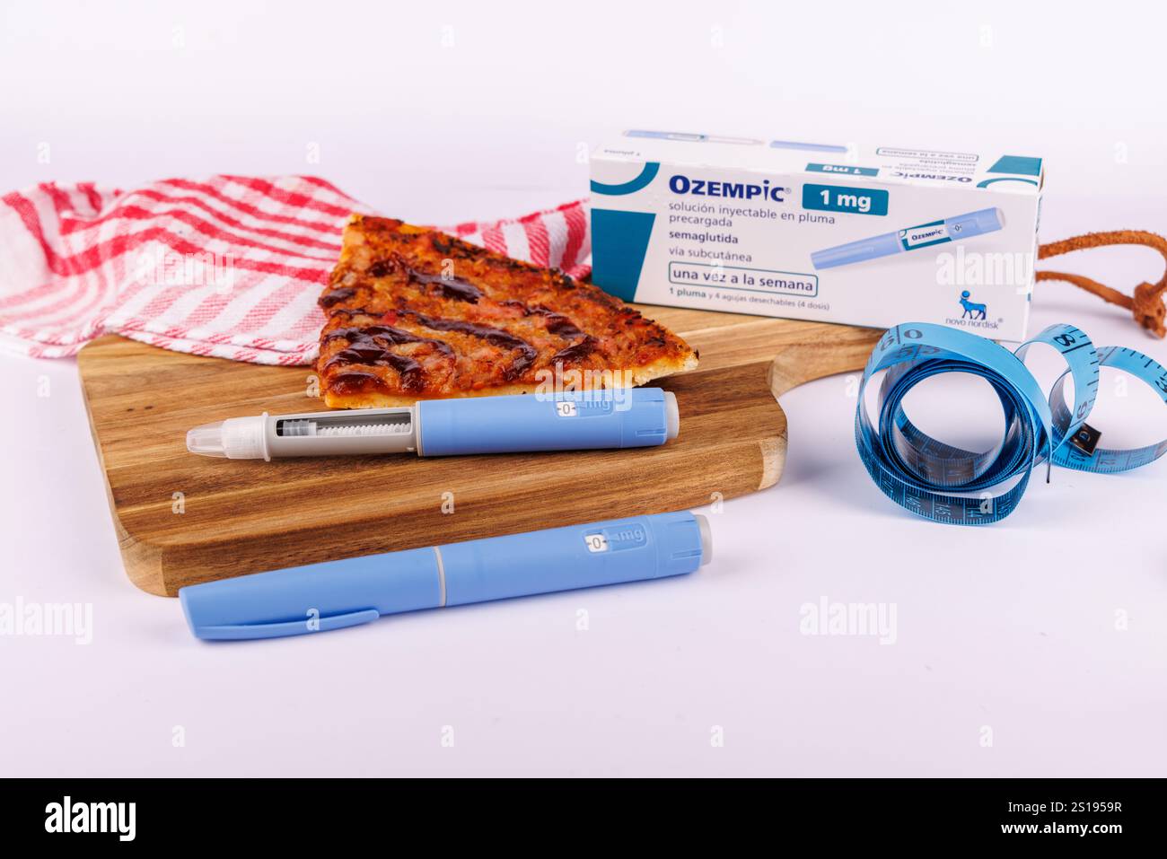 Ozempic 1 ml Medication Box with Pizza and Measuring Tape on White ...