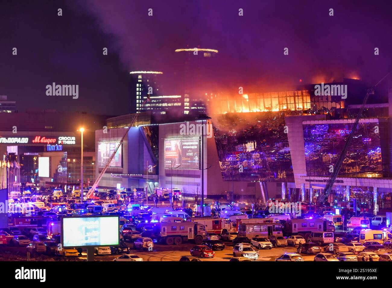 Beijing, Russia. 22nd Mar, 2024. Smoke from fire rises above the ...