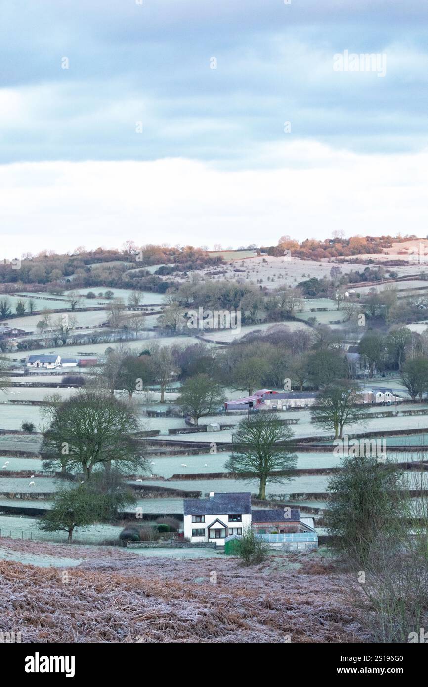 A severe frost over rural Flintshire and a farm house in the village of ...