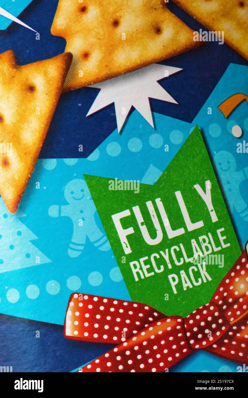Fully Recyclable Pack - detail on tub of Jacobs Cheeselets Treeselets ...