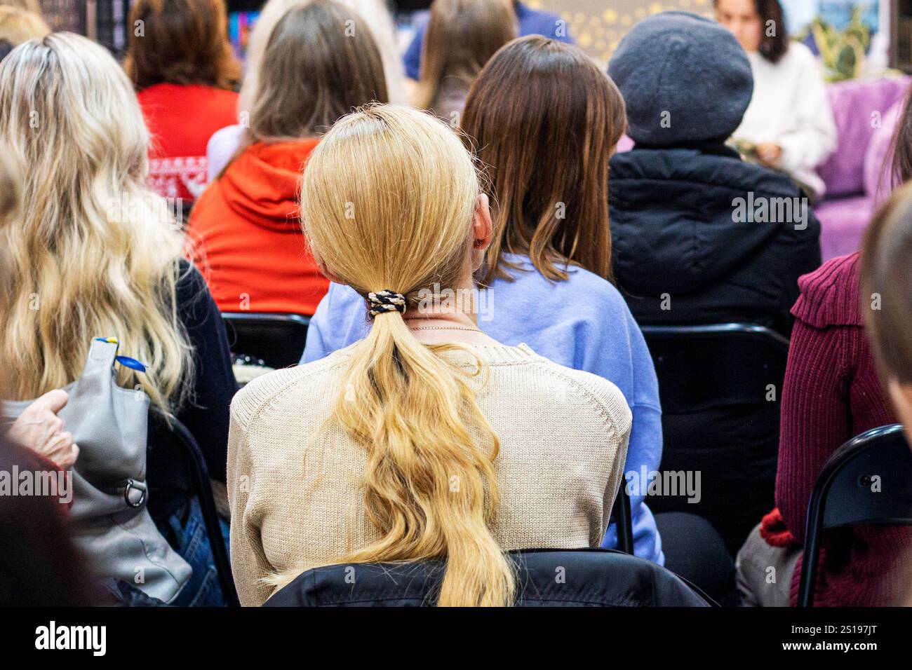people, students at an open scientific conference Stock Photo - Alamy