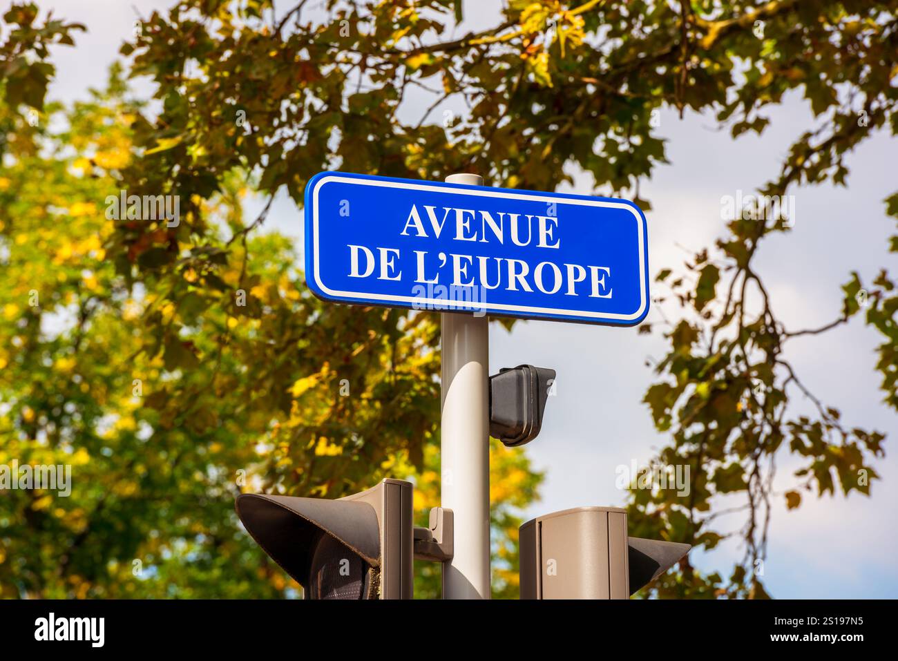 Europe Avenue Street Sign in Strasbourg, Alsace, Eastern France ...