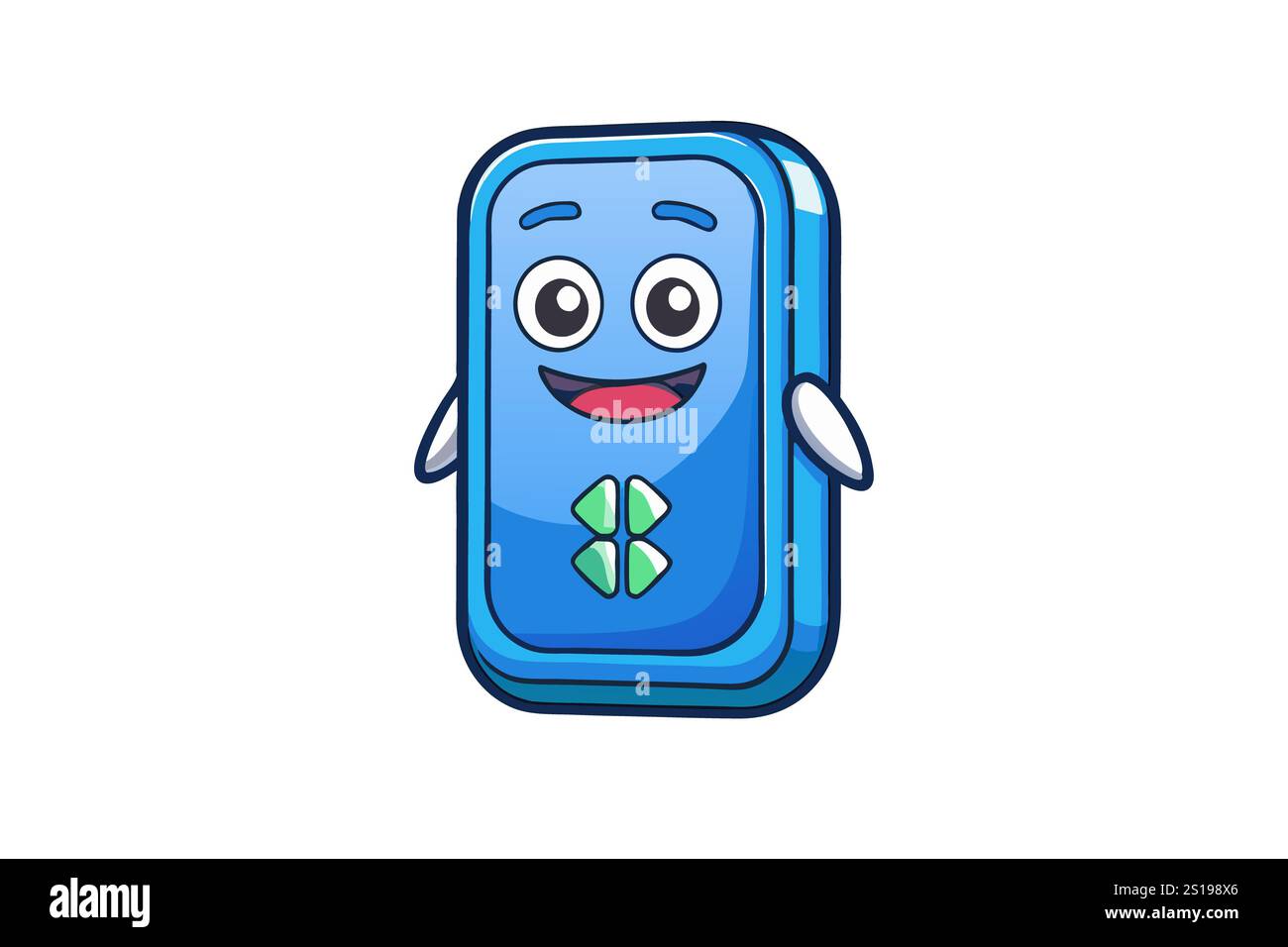Cute vector illustration of a cheerful Bluetooth icon with a smiling ...