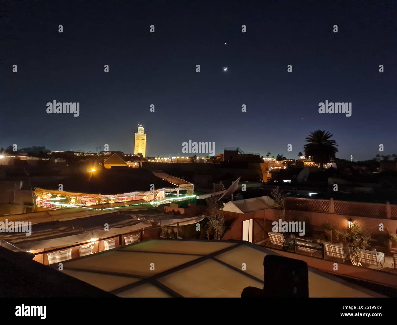 Marrakech mosque moon hi-res stock photography and images - Alamy