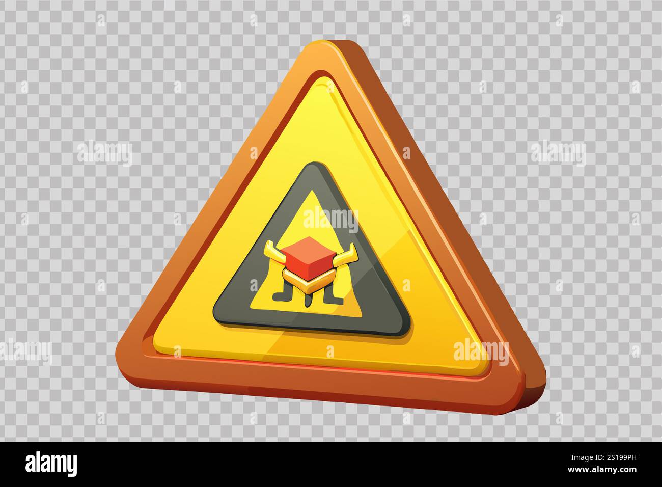 3D Render of a School Warning Sign with Bright Yellow Triangle and ...