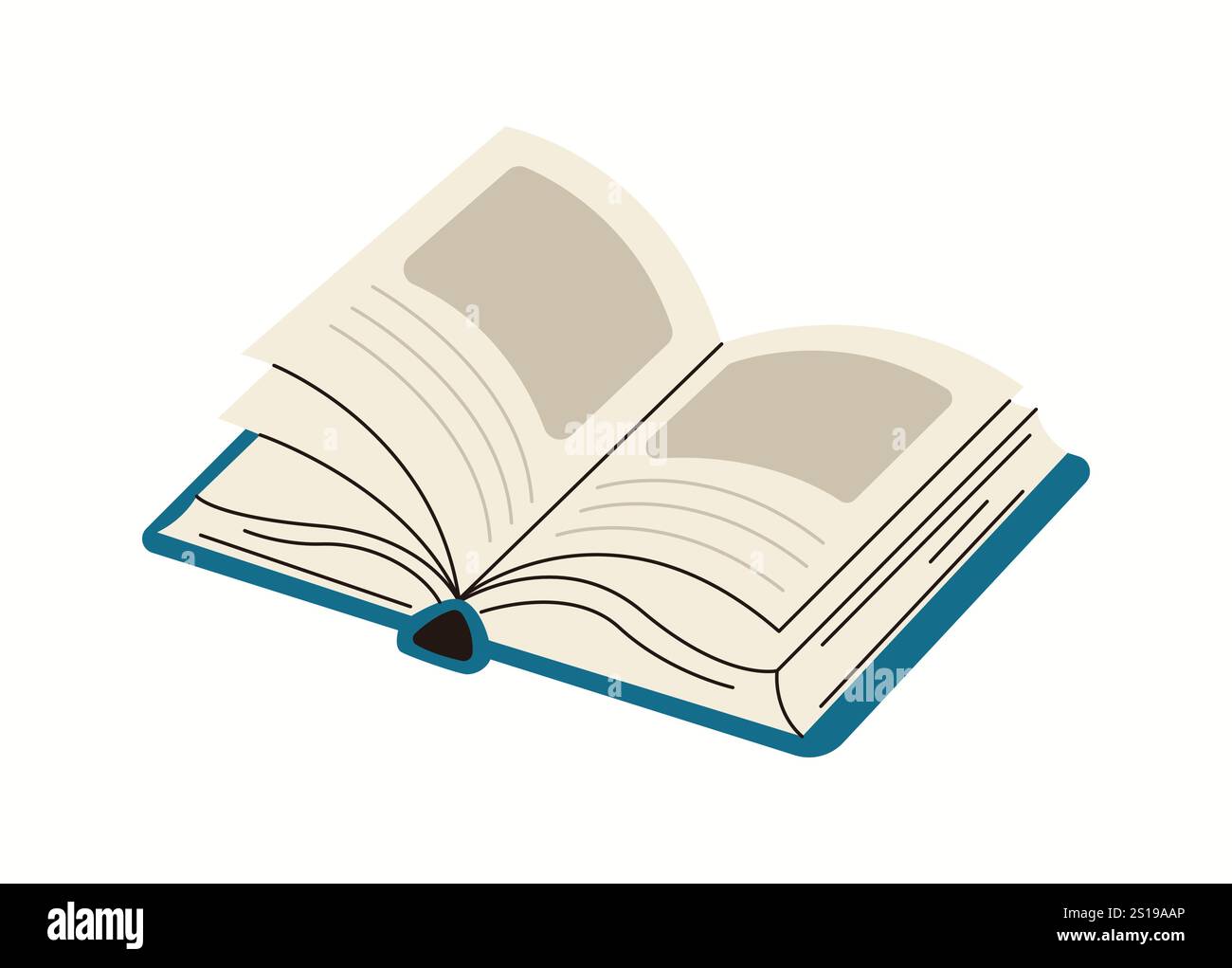 Open book with empty pictures on pages flat color vector object ...