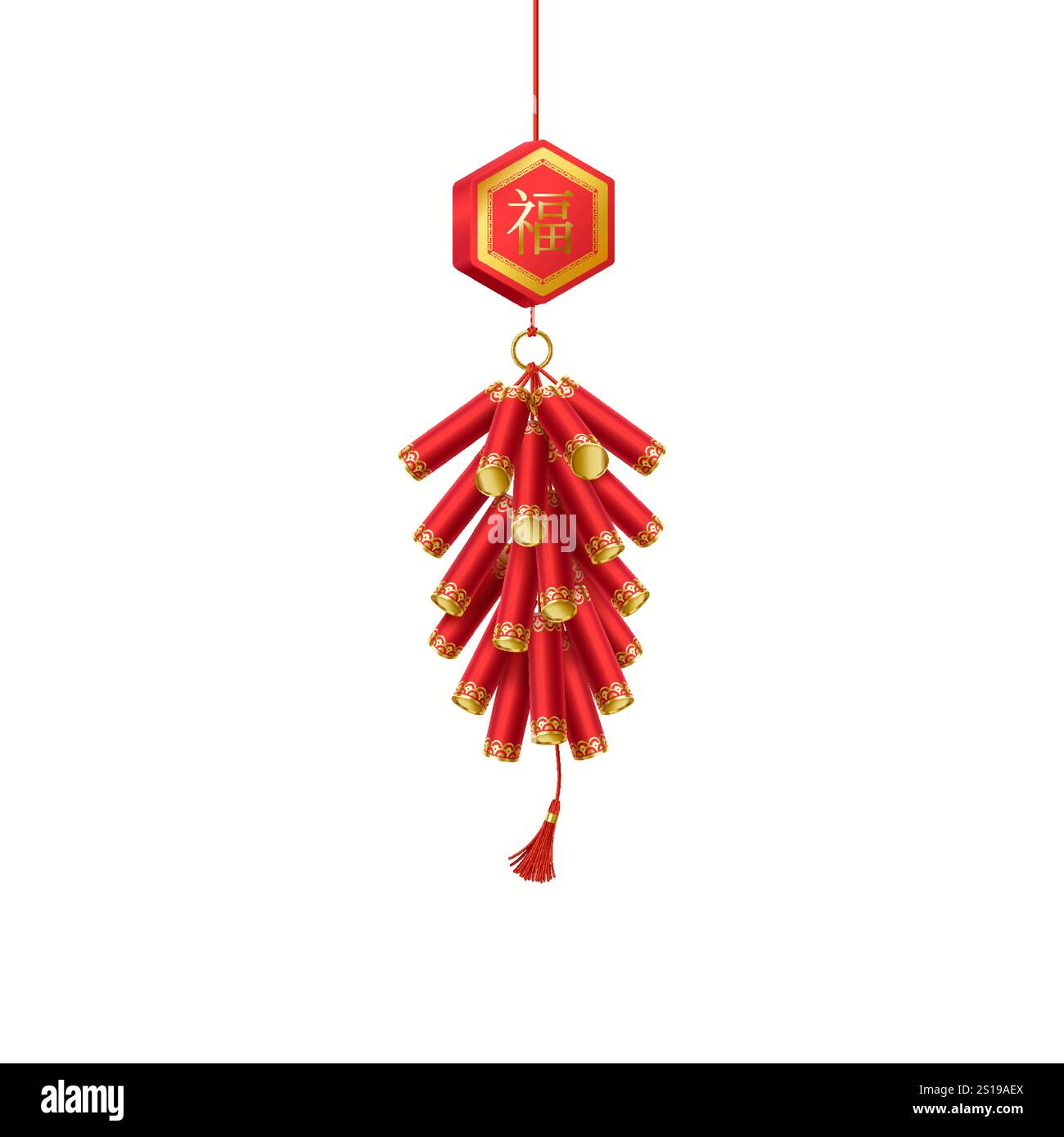 Chinese firecrackers with good luck wishing realistic vector ...