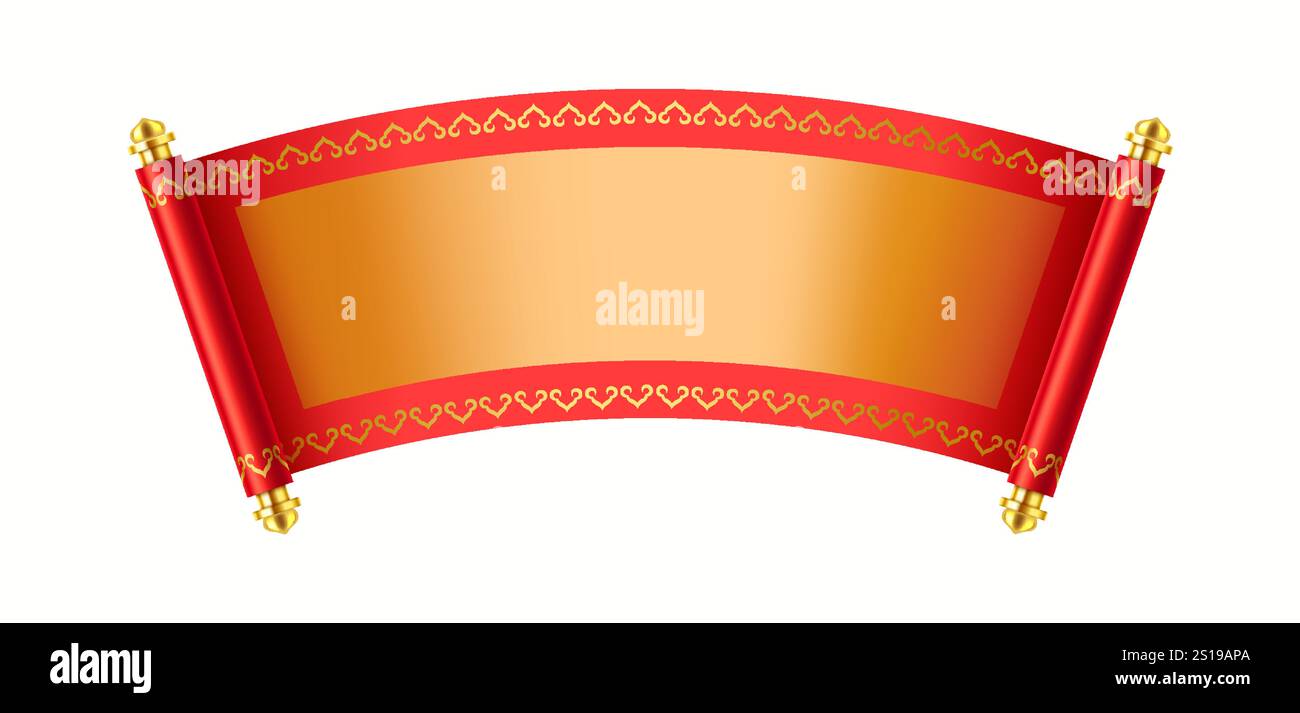 Chinese New Year hand-scroll with golden frame realistic vector ...