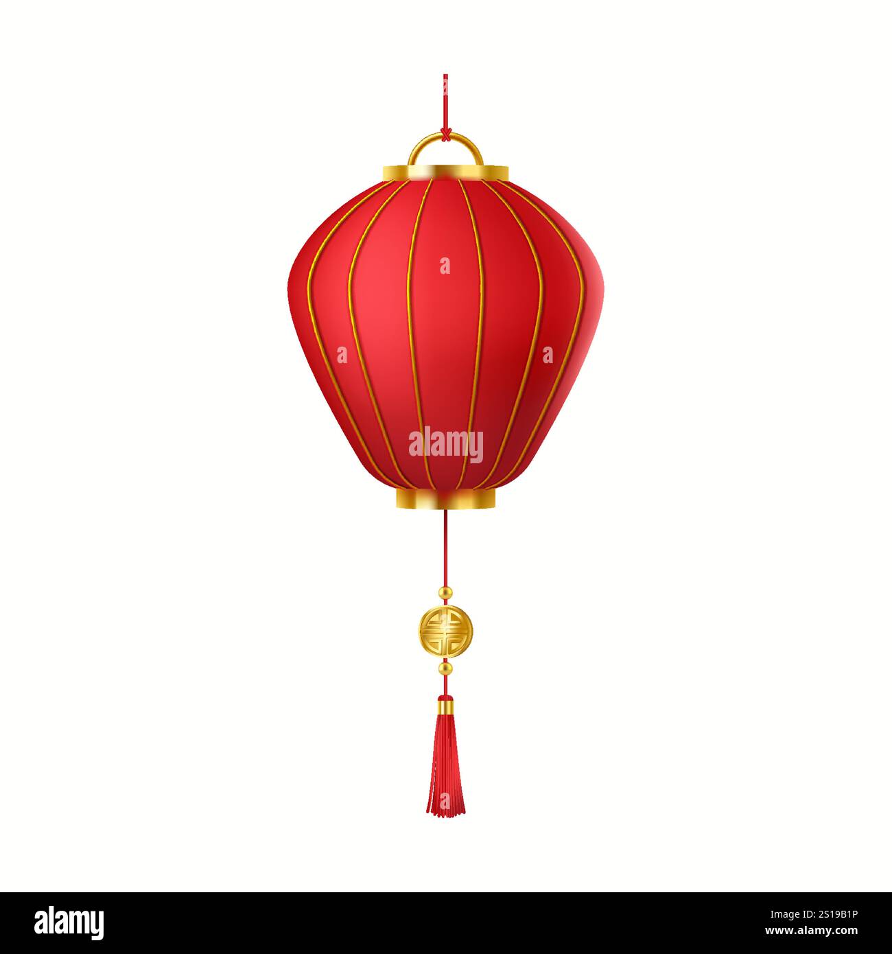Chinese lantern with golden decorative details realistic vector ...